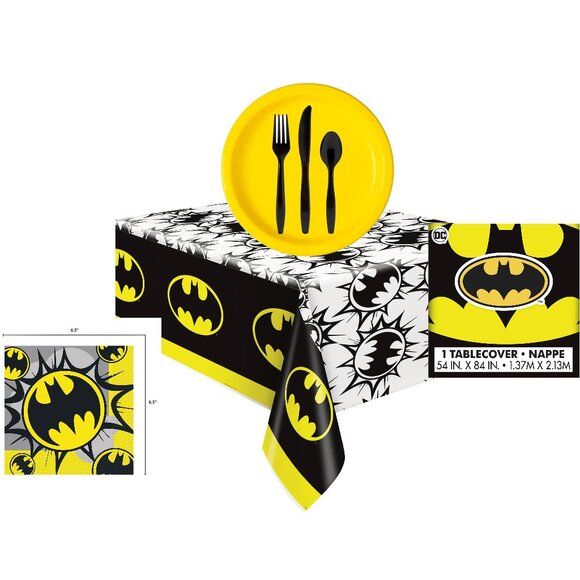 Party Supplies | Batman Theme Party Bundle 84x54 Tablecloth 16 Ct ...